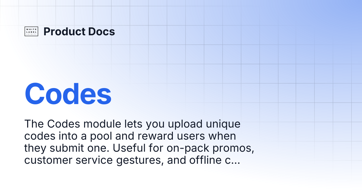 Codes | Product Docs